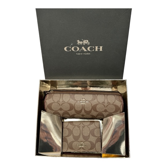 Coach | Bags | Coach Makeup Bag And Mirror Wallet Gift Set | Poshmark